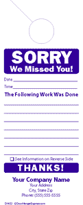 Door Hanger - Sorry We Missed You - DH-S2